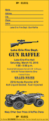Jumbo sized raffle tickets modified with your text, logo, or own design.
