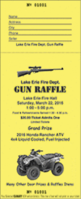 Jumbo sized raffle tickets modified with your text, logo, or own design.
